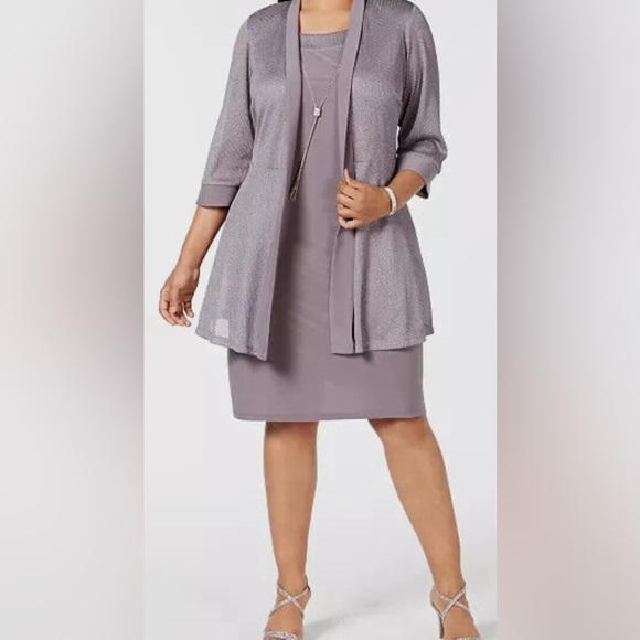 R&M Richards | Dresses | R M Richards 2 Piece Shift Dress With Metallic ...